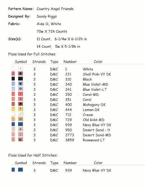 Country Angel Friends Cross Stitch Design By Sandy Riggs/Bev's Country ...